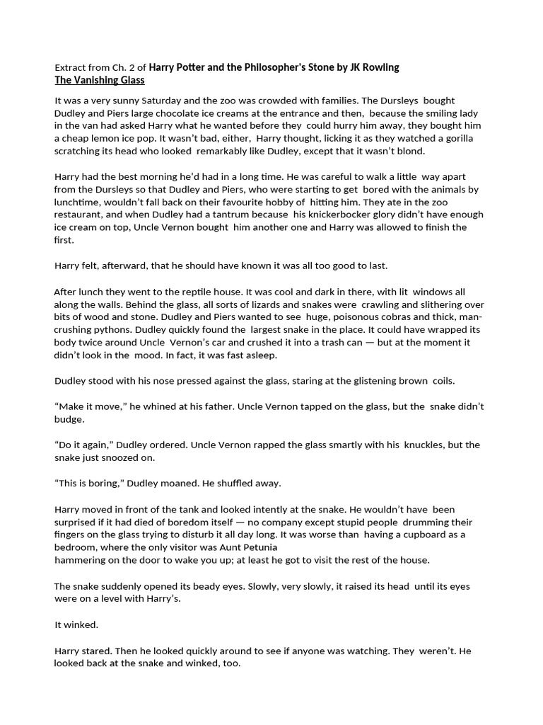 Extract From Harry Potter | PDF | Harry Potter | Mythography