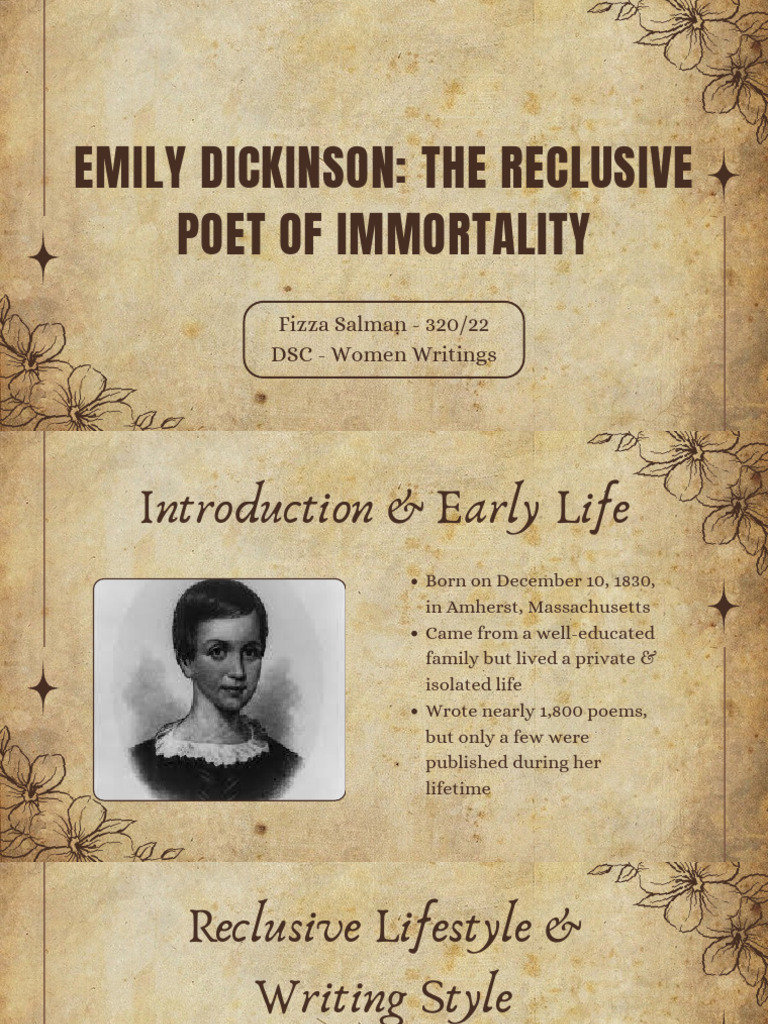 Emily Dickinson The Reclusive Poet of Immortality | PDF | Emily ...