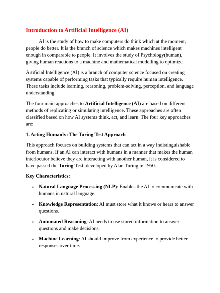 Introduction To Artificial Intelligence | PDF | Intelligence (AI ...