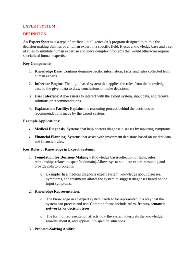 EXPERT SYSTEM | PDF | Expert | Knowledge