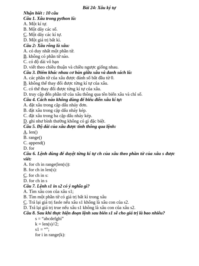 CD5 - Bai 24. Xau Ky Tu | PDF