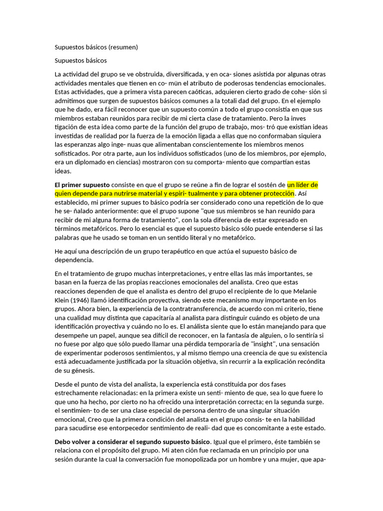 Ejemplos de Supuestos Básicos en Grupos | PDF | Las emociones | Experiencia