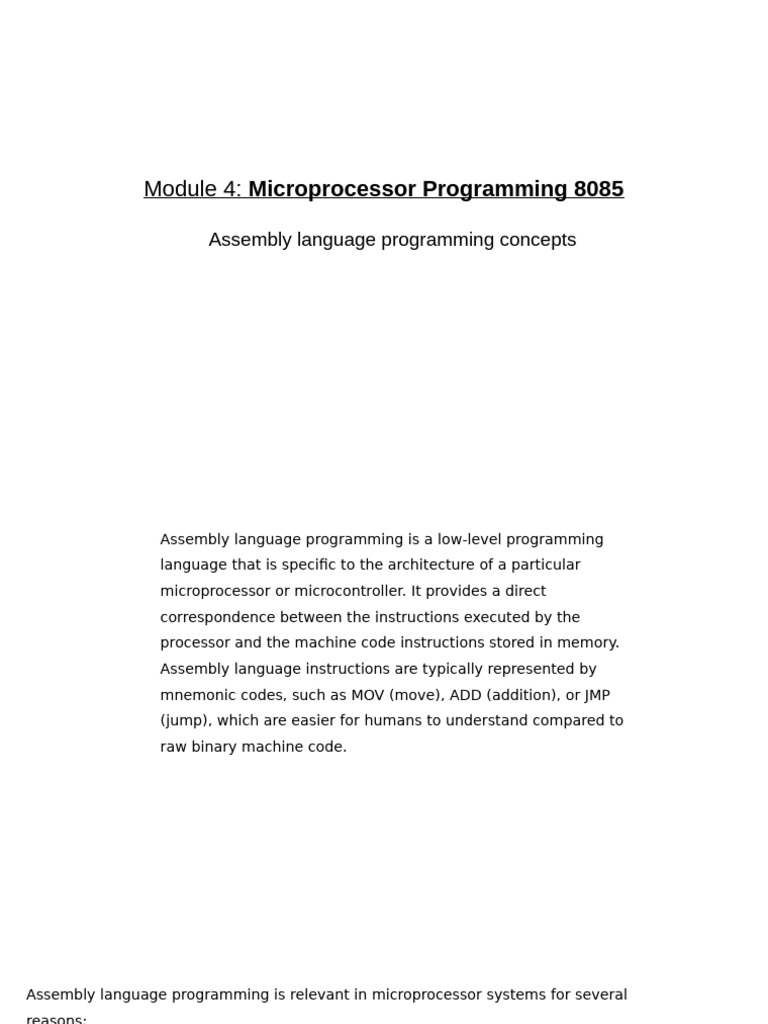 8085 Microprocessor Assembly Programming | PDF | Assembly Language | Computer Programming