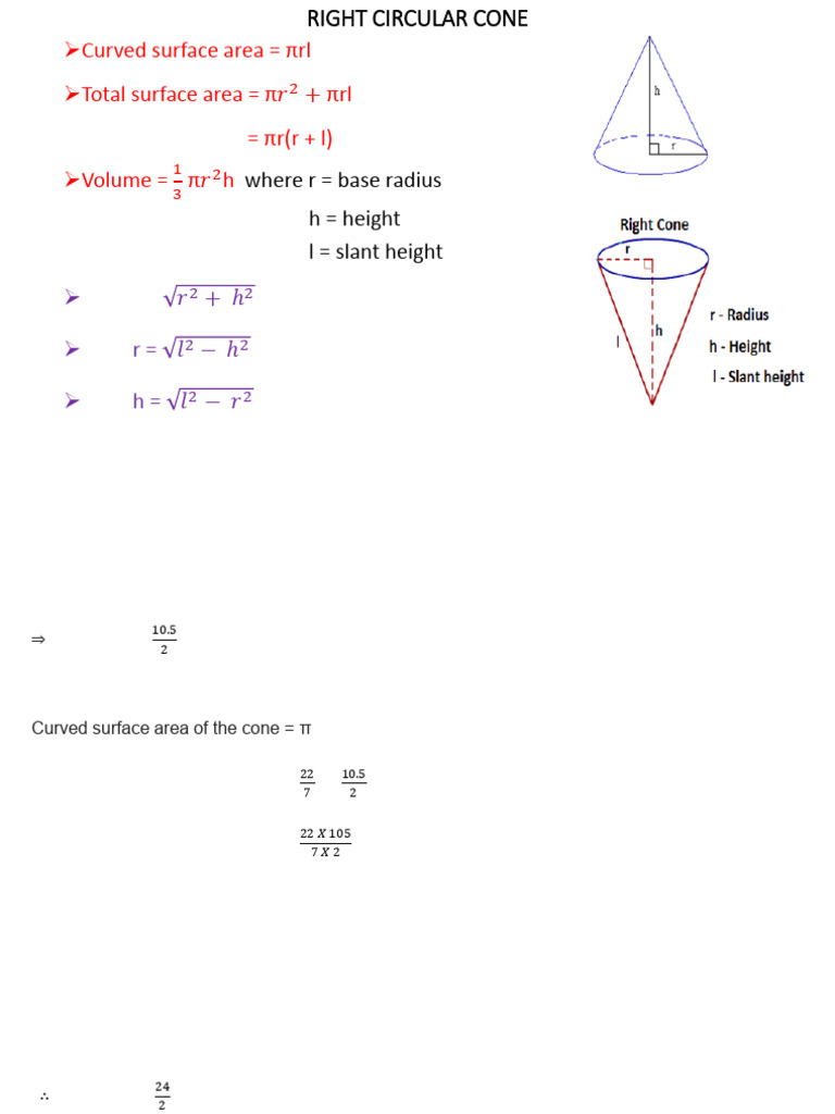 Cone Surface Area and Volume Exercises | PDF | Area | Physical Quantities