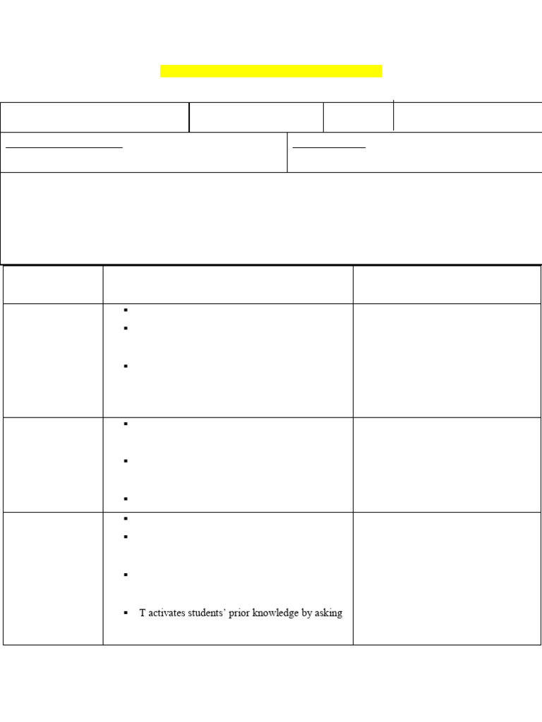 Lesson Plan For Reading Comprehension Session | PDF | Reading ...