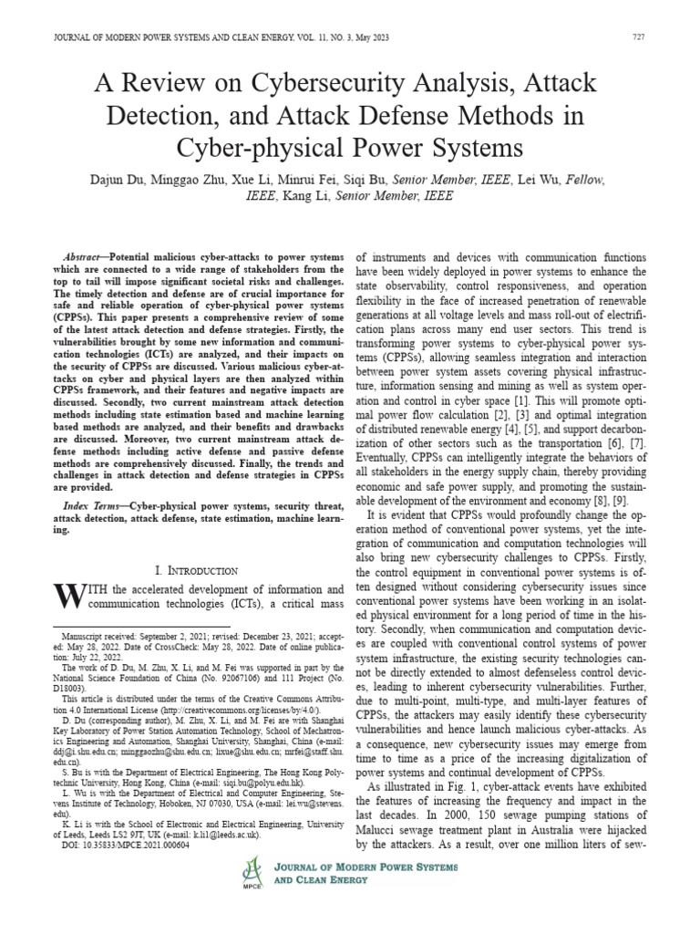 A Review On Cybersecurity Analysis, Attack Detection, and Attack Defense Methods in Cyber ...