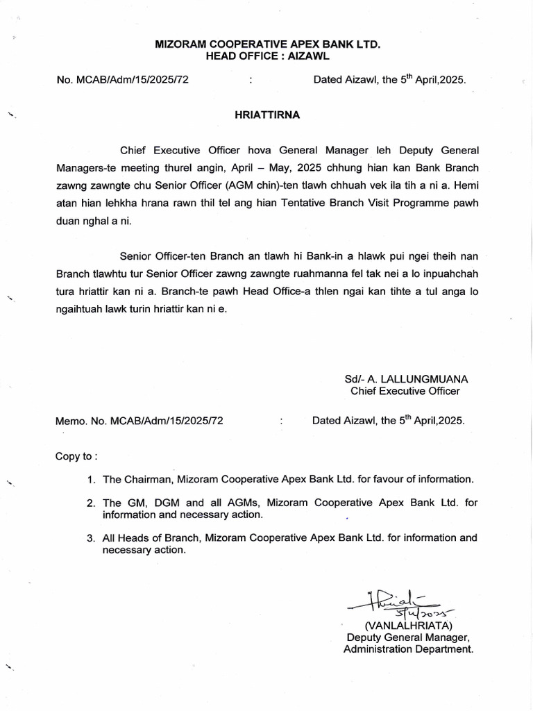 Tentative Branch Visit Programme | PDF