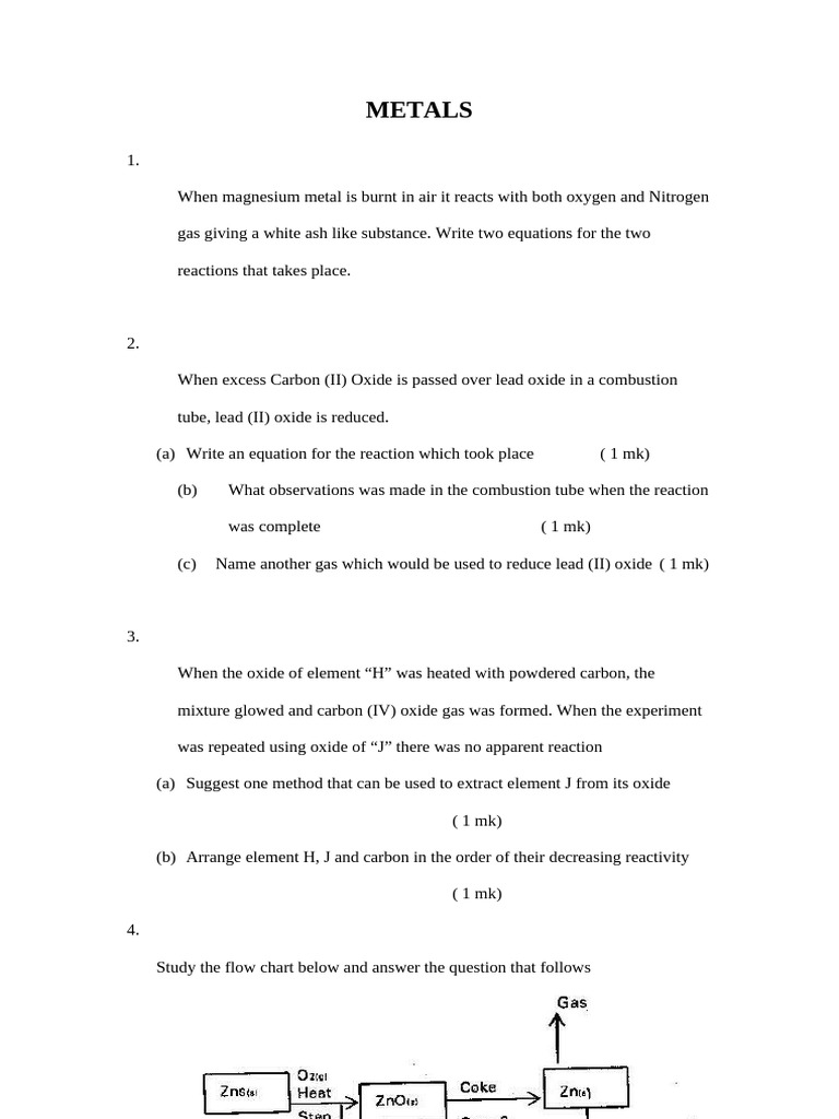 Metal Extraction Processes and Reactions | PDF | Oxide | Iron