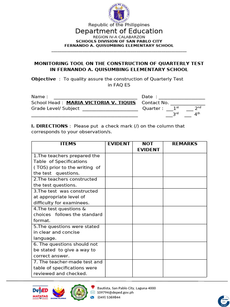 Quarterly Test Monitoring Tool Guide | PDF