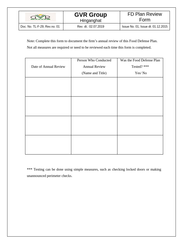 29-TL-FD Plan Review Form | PDF
