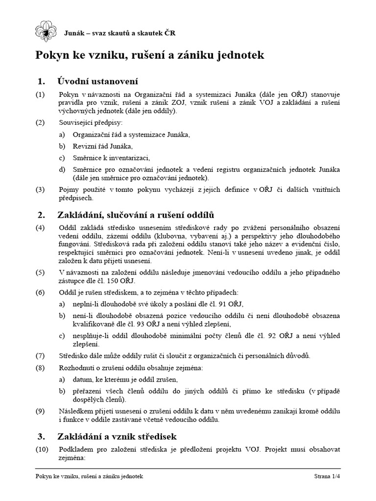 Pokyn Ke Vzniku Ruseni Zaniku Jednotek 2012 | PDF