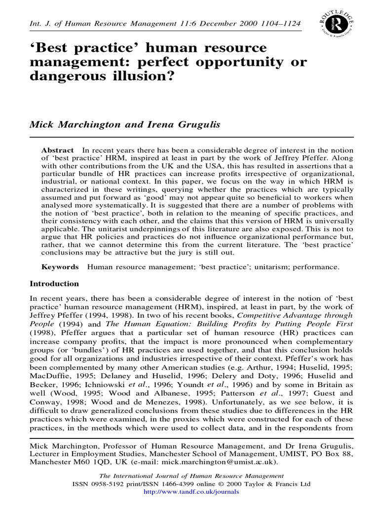 2000 Best Practice HRM | PDF | Employment | Human Resource Management