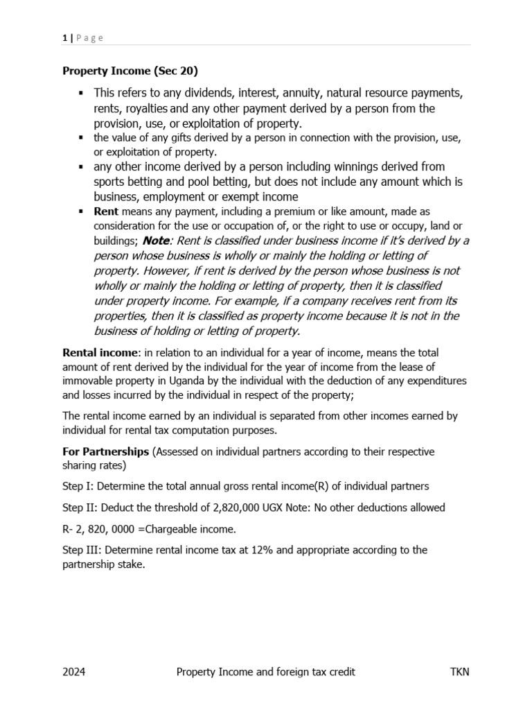 Property Income and Foreign Tax Credit | PDF | Expense | Taxes