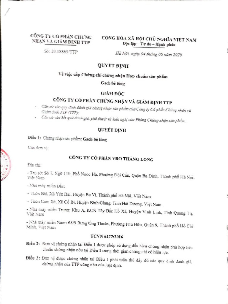 Chứng Chỉ G VRO | PDF