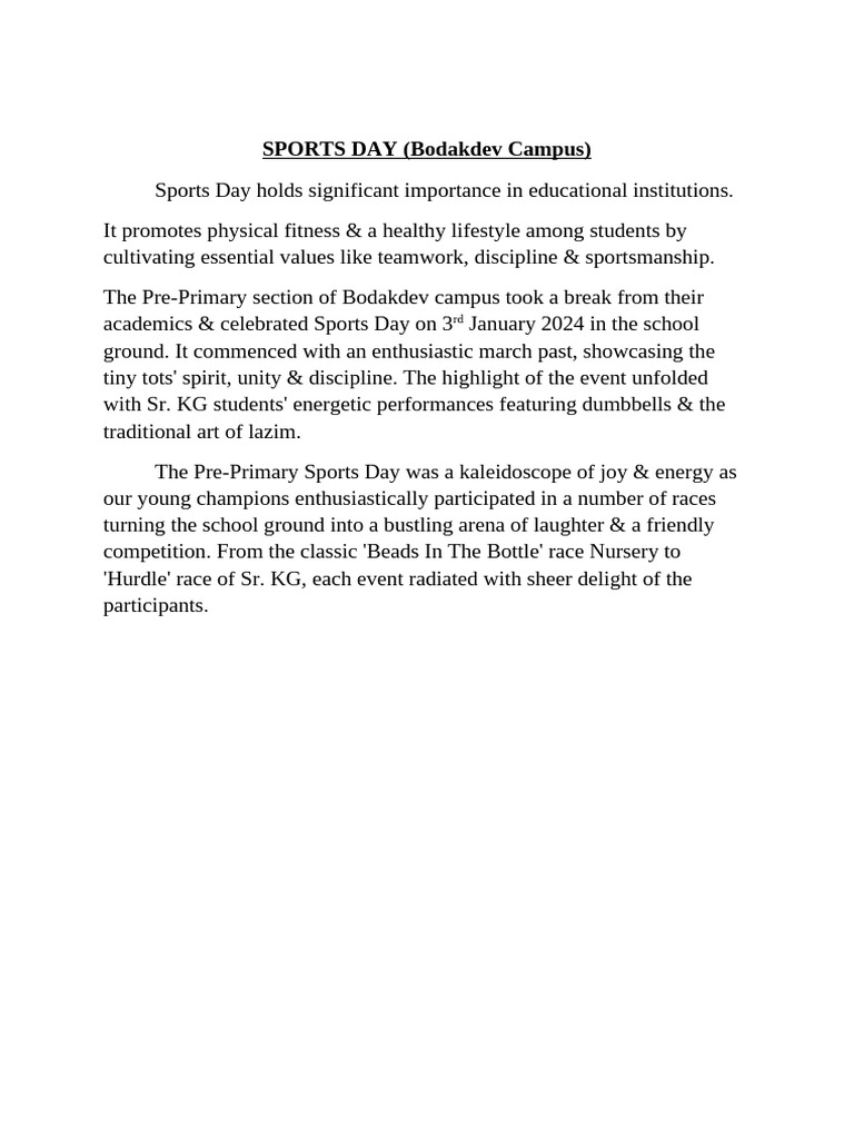 Sports Day | PDF