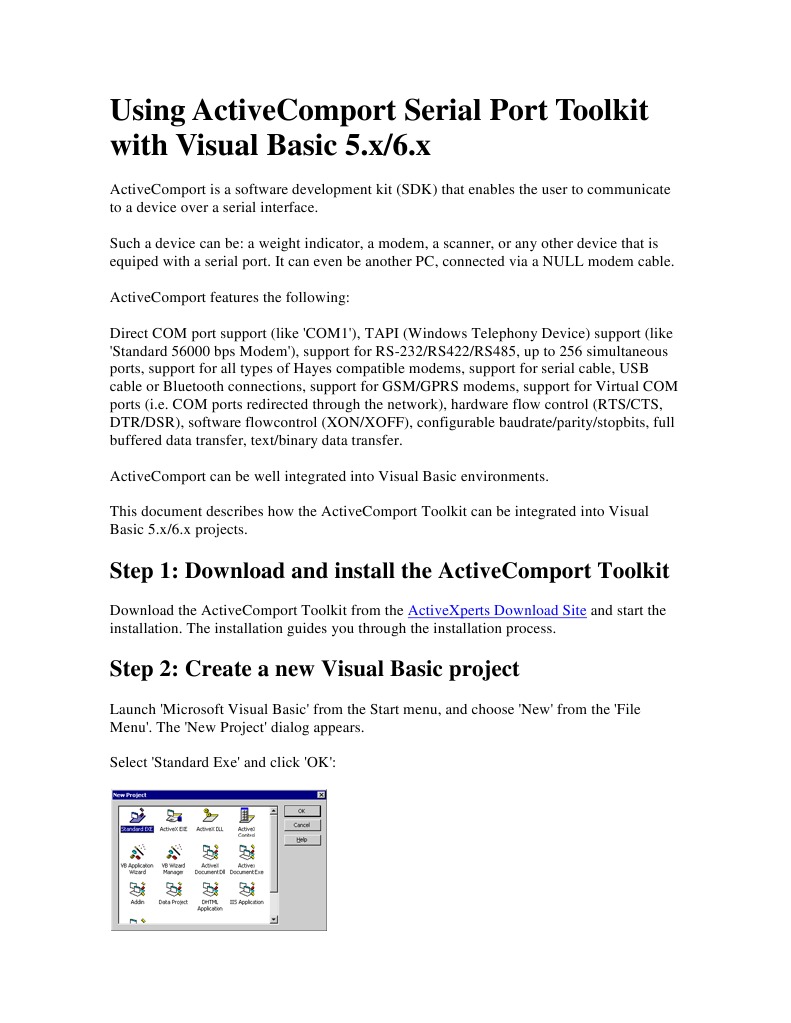 Using Active Comport Serial Port Toolkit With Visual Basic 5 | PDF ...