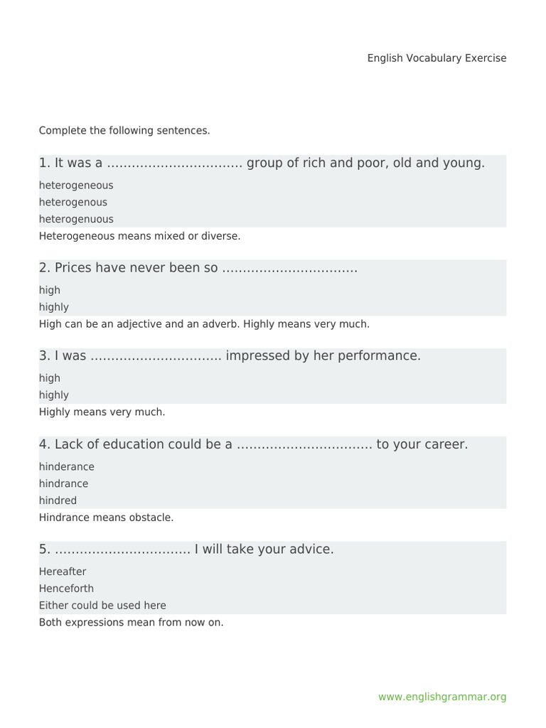 English Vocabulary Exercise | PDF | Semantic Units | Language Mechanics