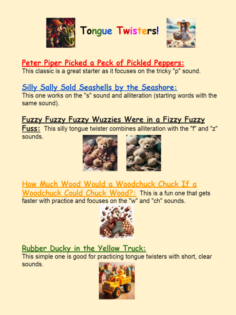 Fun Tongue Twisters for Practice | PDF