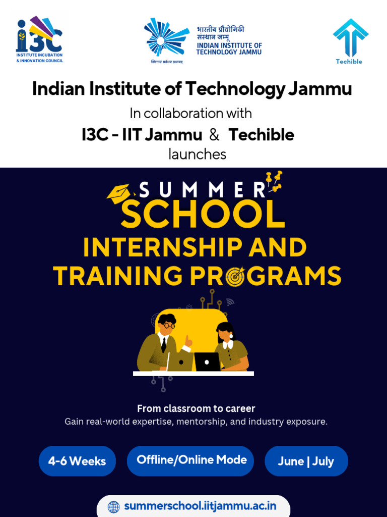 Summer Internship IIT Jammu | PDF | Mentorship | Artificial Intelligence