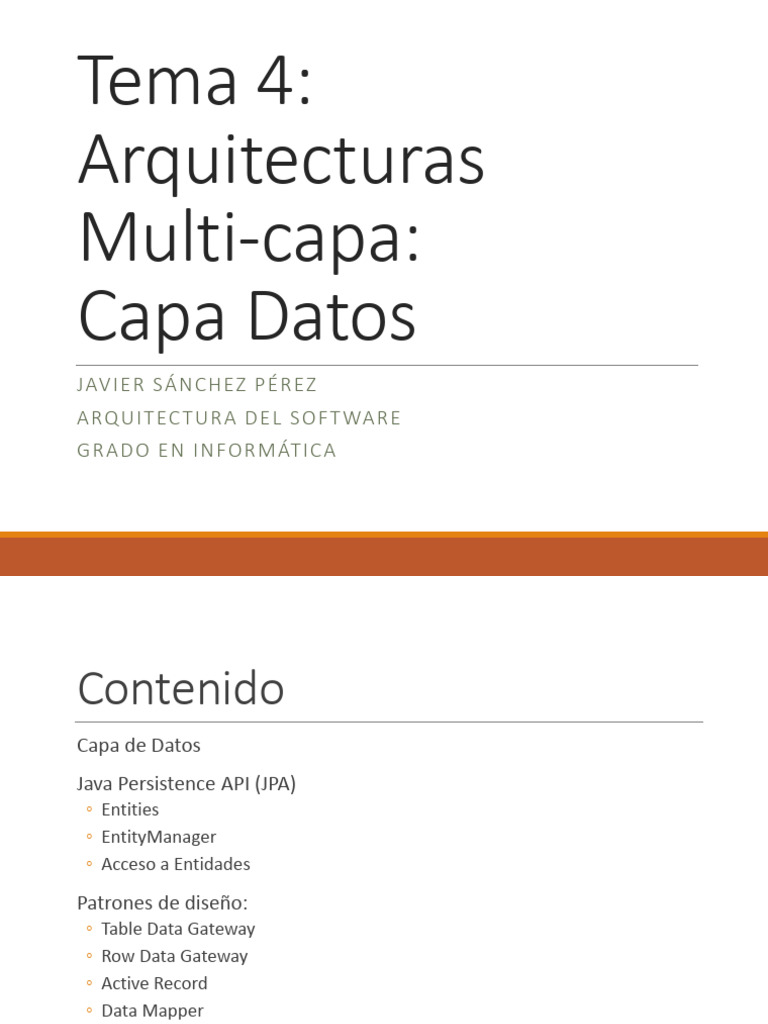 Tema 4 - Arquitecturas Multi-Capa - Capa Datos | PDF | SQL | Informática