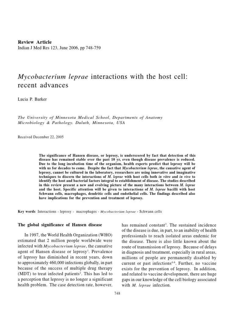 Mycobacterium Leprae Interacti | PDF