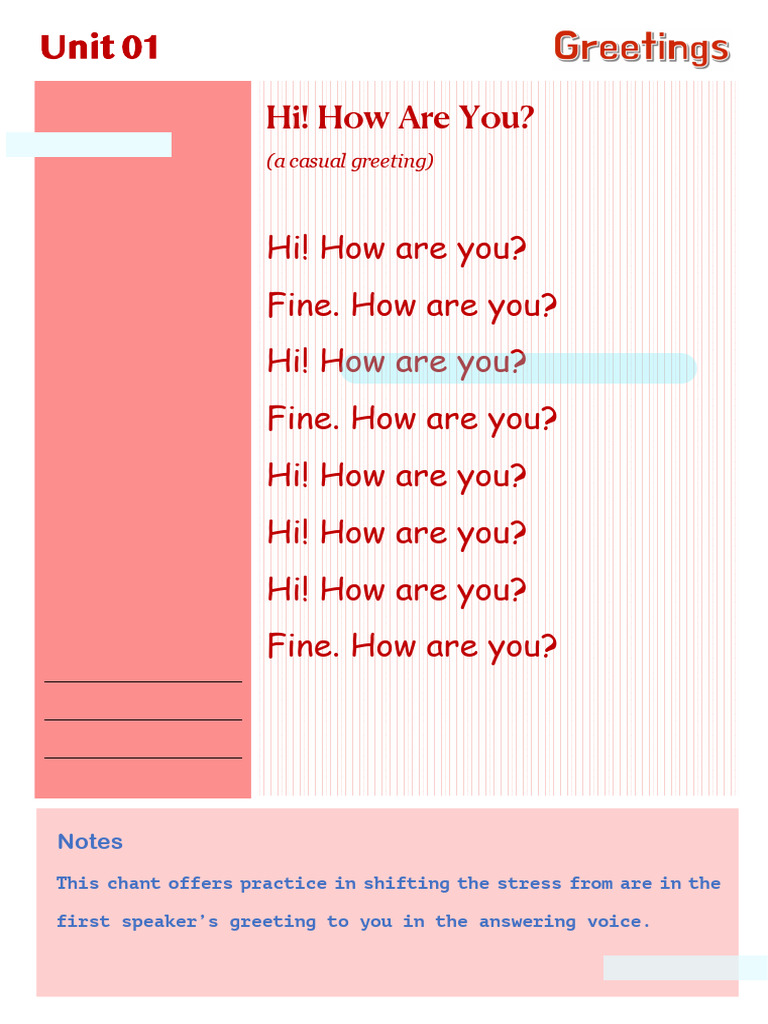 Unit 01: Hi! How Are You? | PDF