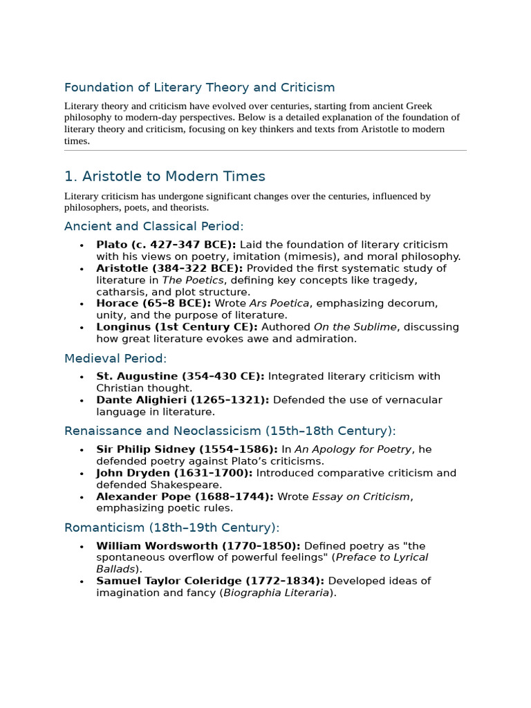 Foundations of Literary Criticism | PDF | Poetics (Aristotle ...