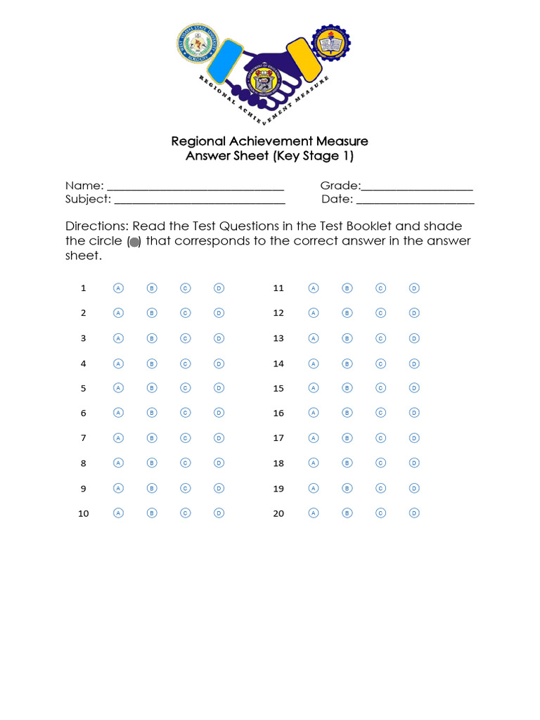 Key Stage 1 RAM Answer Sheet | PDF