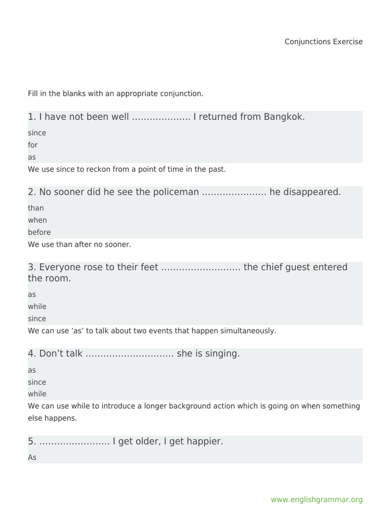 Conjunctions Exercise (2) | PDF | Linguistic Morphology | Language Mechanics
