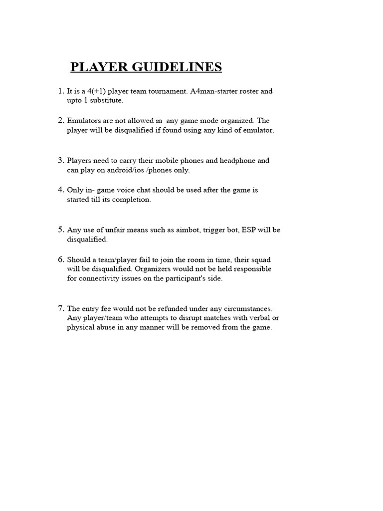 Player Guidlines | PDF