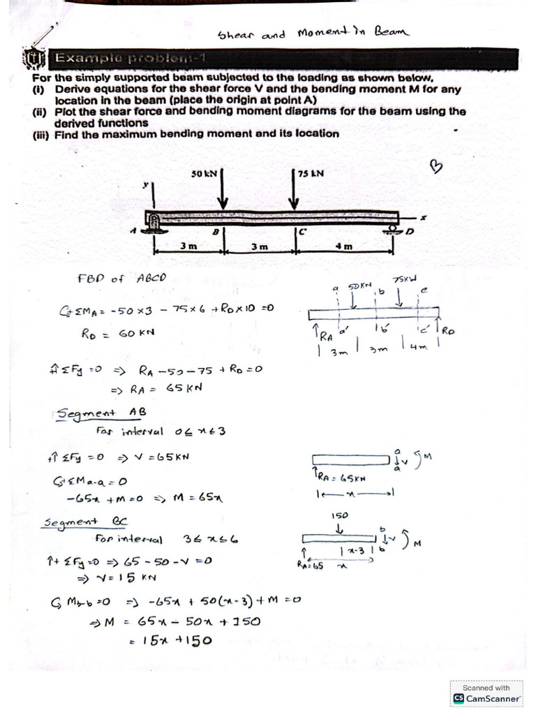 Shear Force and Bending Moment Solve | PDF