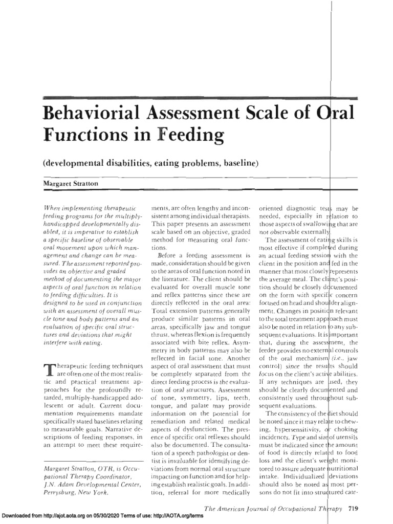 Behaviorial Assessment Scale of Oral Fun | PDF | Medical Specialties