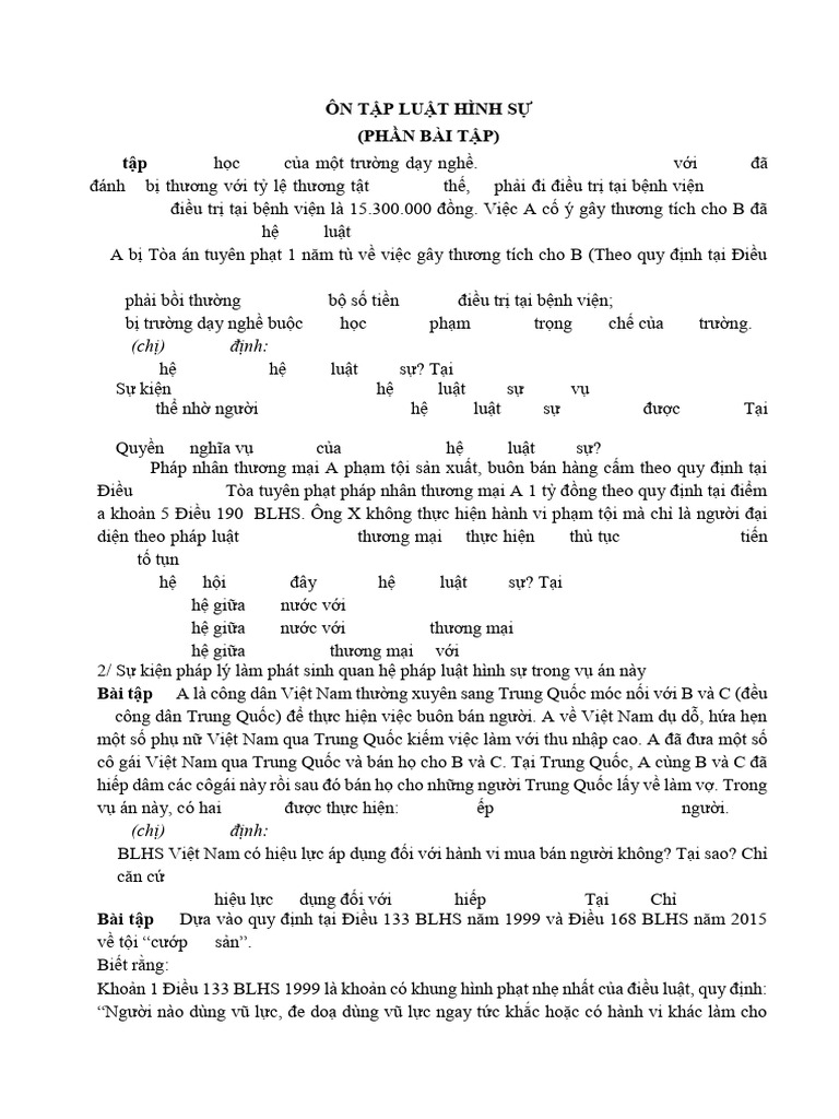 ON TAP LUAT HUNH SU - PHAN BAI TAP | PDF