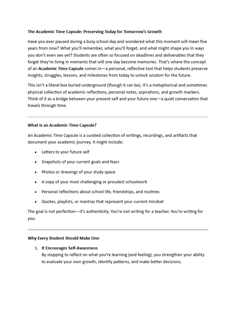 The Academic Time Capsule | PDF | Behavioural Sciences | Cognition