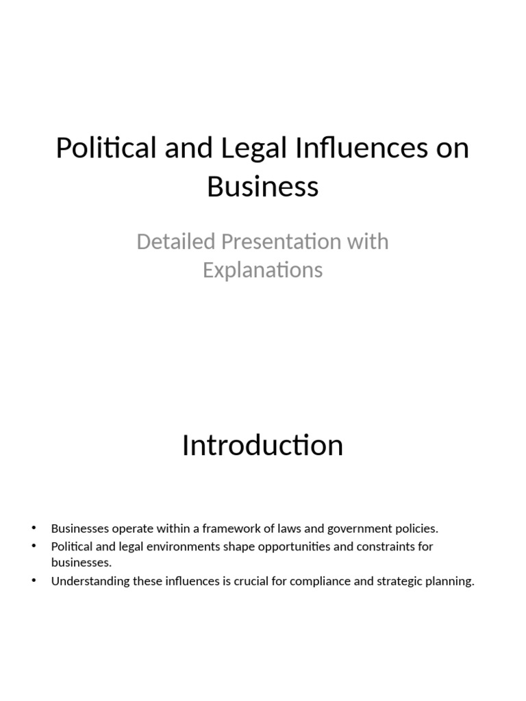 Political and Legal Influences on Business | PDF