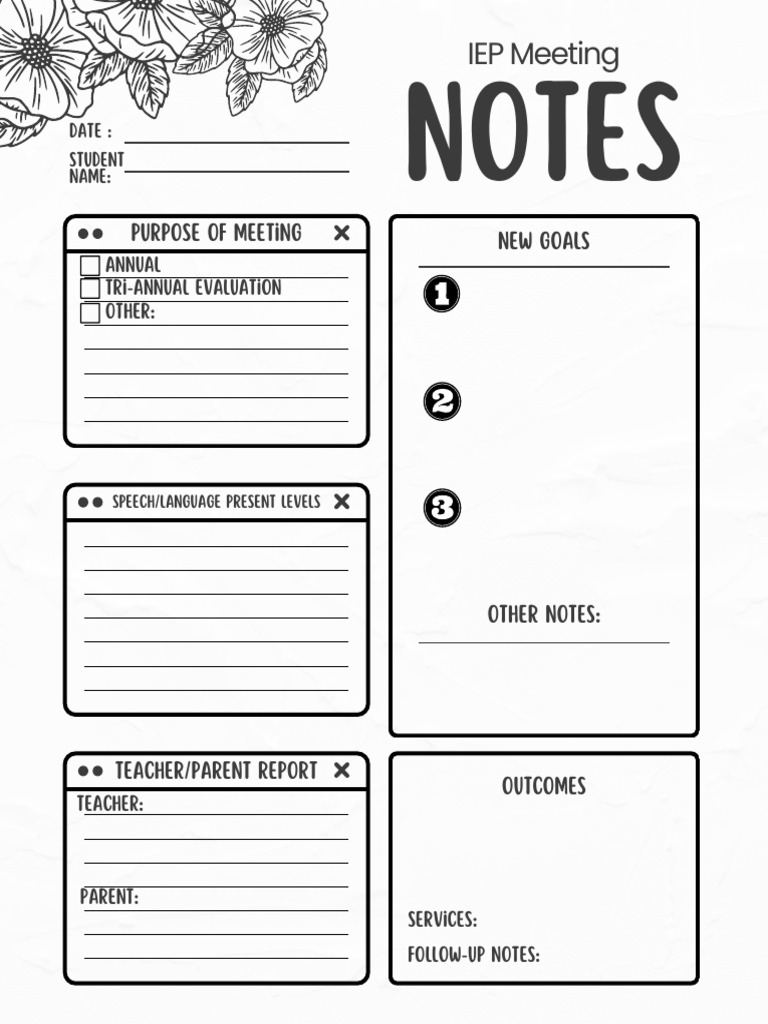 IEP Meeting Notes Page | PDF