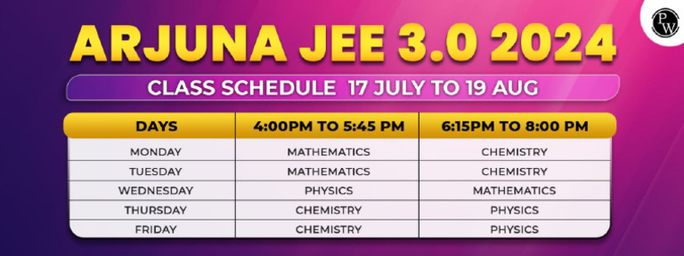Arjuna JEE 3.0 2024 - Class Schedule | PDF