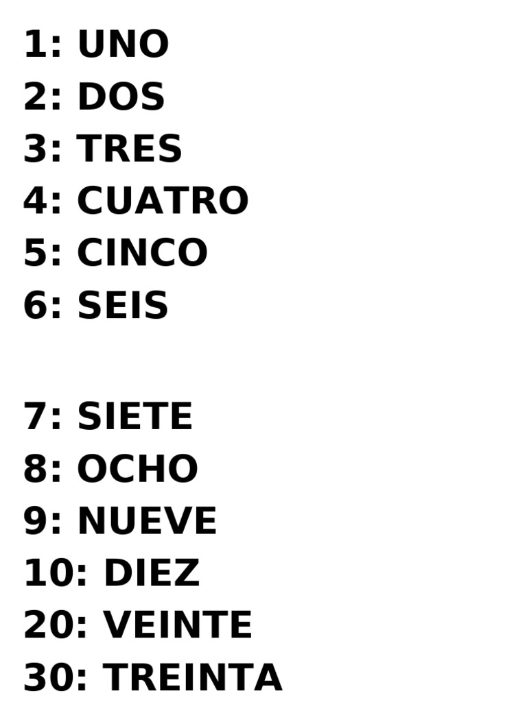 Números en Español del 1 al 20 Millones | PDF