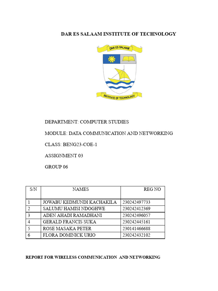Wireless Communication Networking Report | PDF | Wireless Ad Hoc Network | Internet Of Things