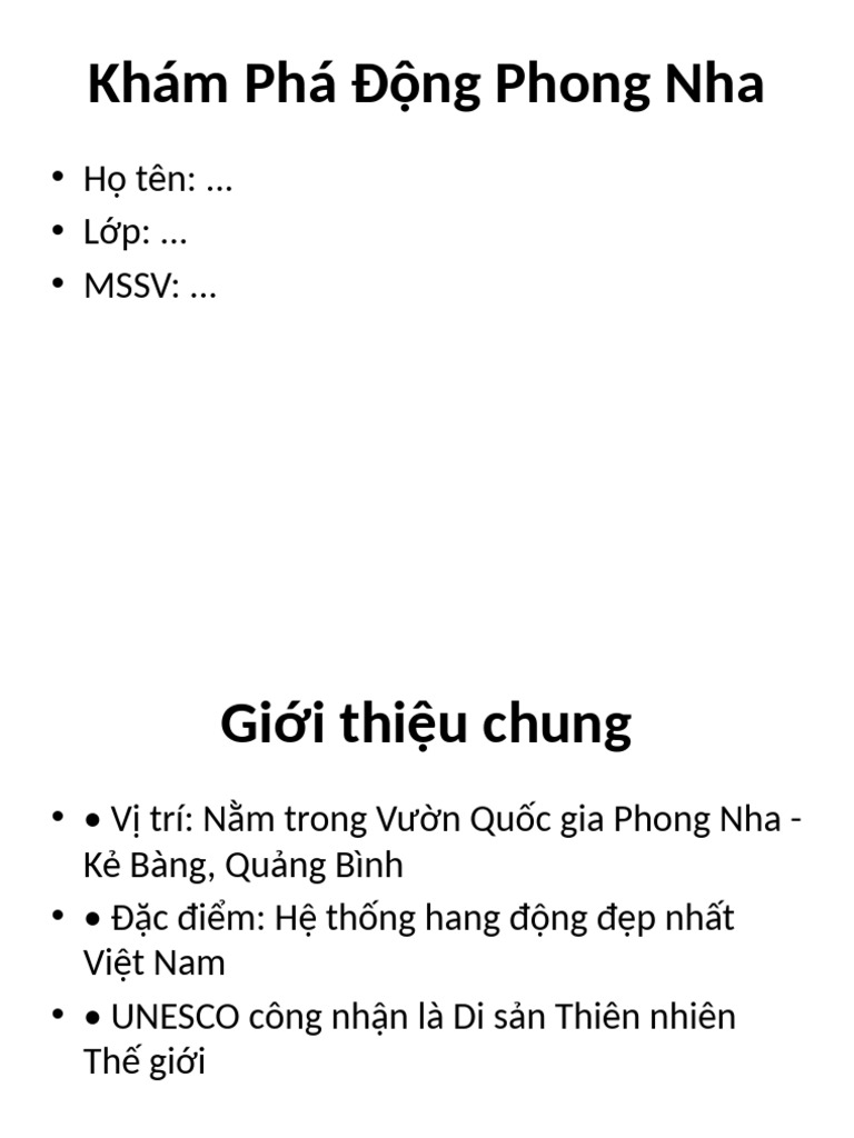 Dong Phong Nha Presentation | PDF