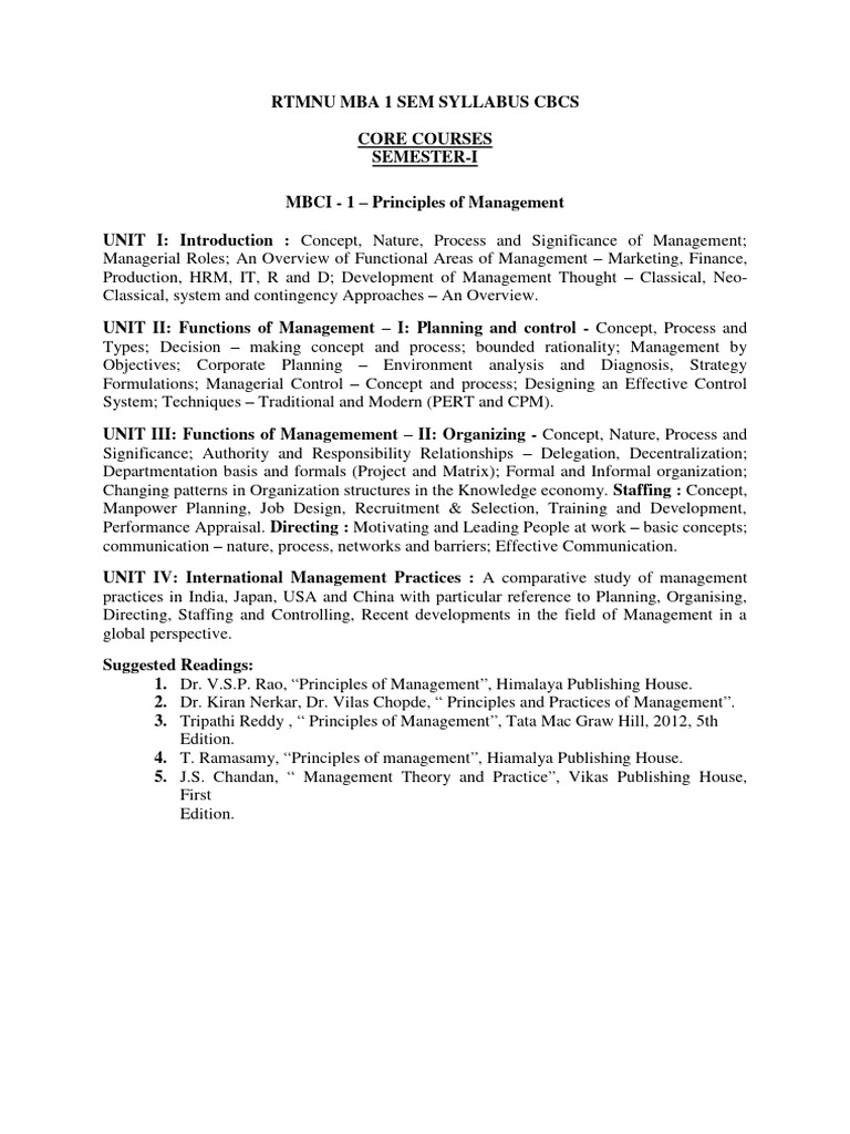 Rtmnu Mba All Sem Syllabus Cbcs | PDF | Marketing | Capital Budgeting