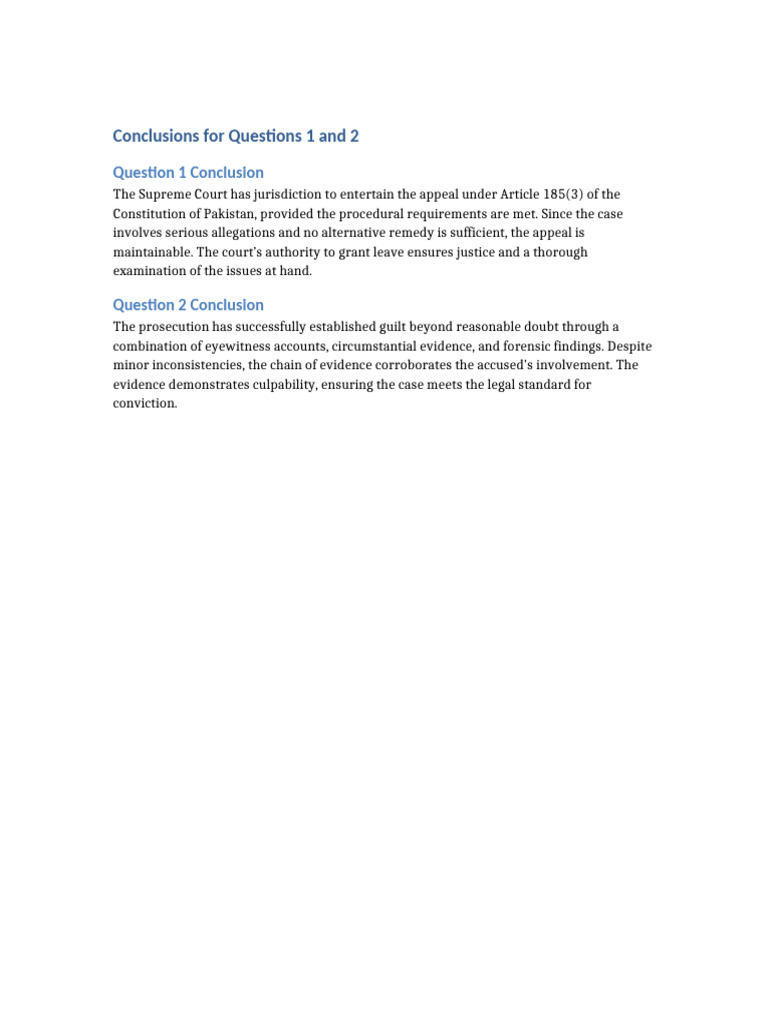 Question Conclusions | PDF