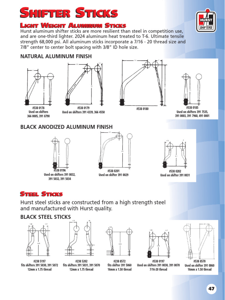 Lightweight Aluminum Shifter Sticks | PDF | Screw