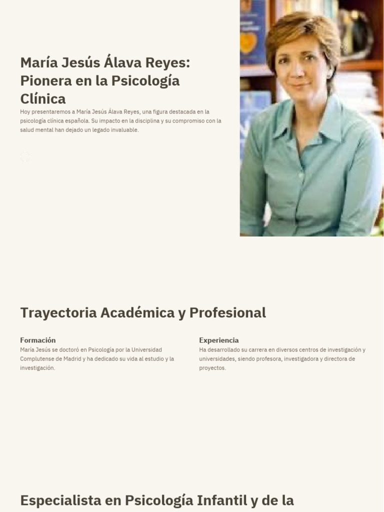 Maria Jesus Alava Reyes Pionera en La Psicologia Clinica PDF | PDF ...