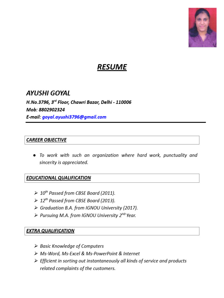 Ayushi Goyal's Professional Resume | PDF
