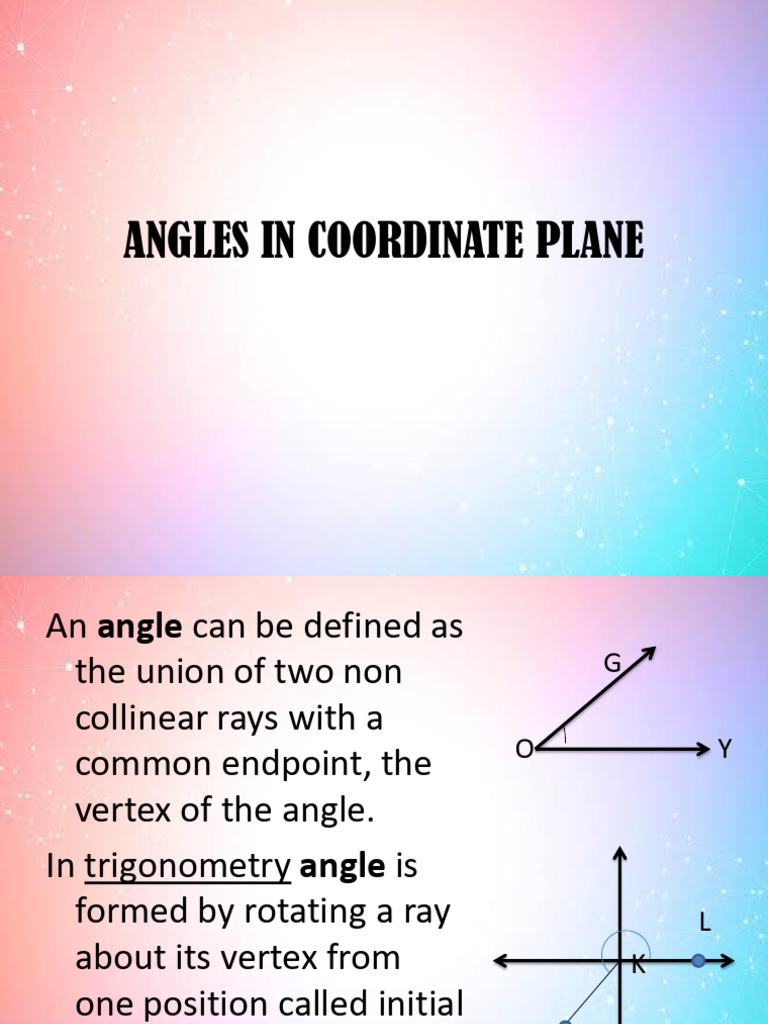 Angles in the Coordinate Plane | PDF | Angle | Line (Geometry)