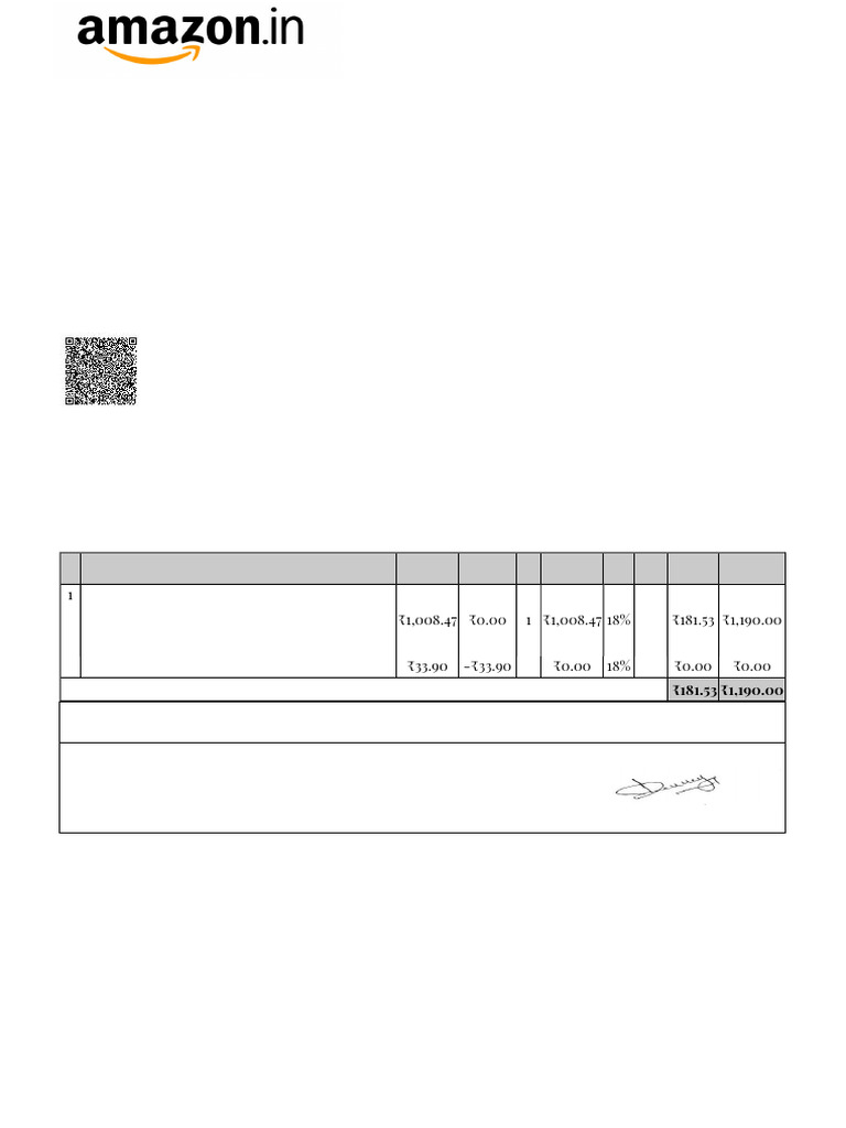 Tax Invoice for Amazon Purchase | PDF | Invoice | Payments