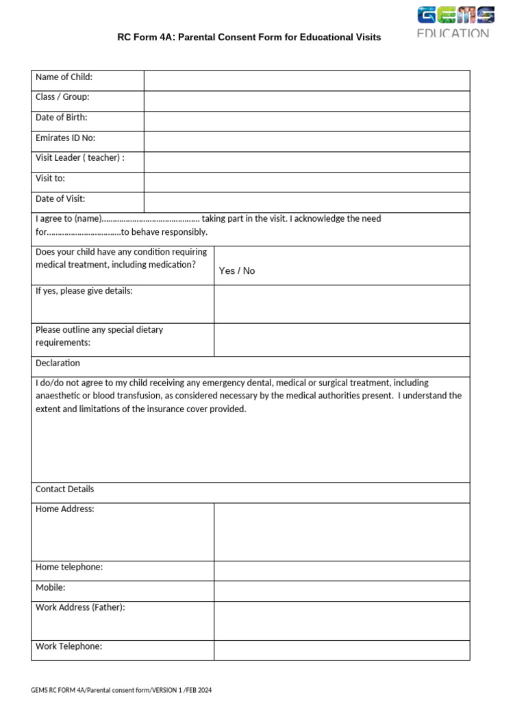 POLRM002 FORM4A Parental Consent 5 | PDF