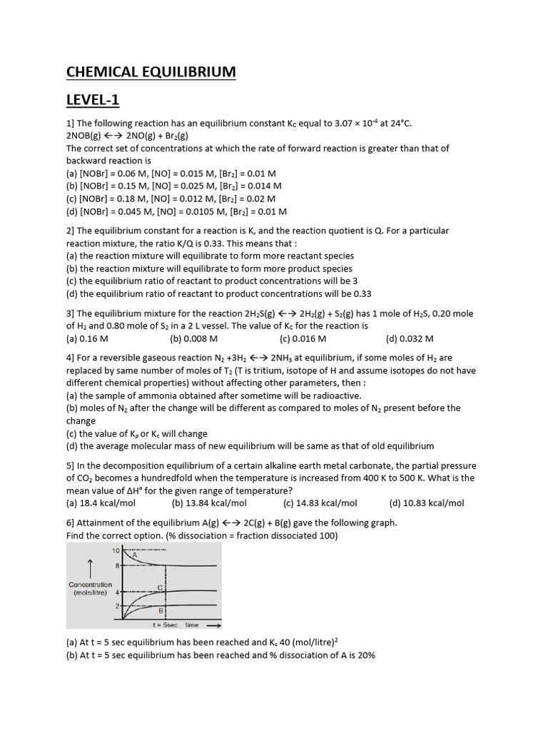 Chemical Equilibrium PDF | PDF | Chemical Equilibrium | Chemical Reactions