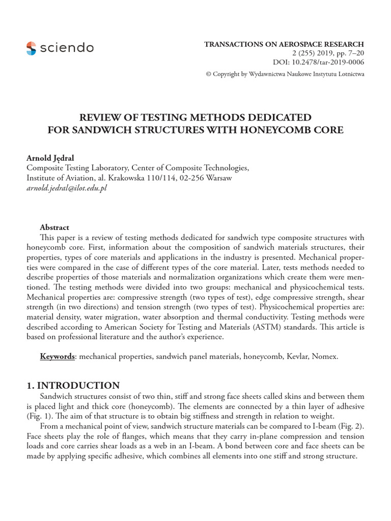 Review of Testing Methods Dedicated For Sandwich S | PDF | Strength Of ...